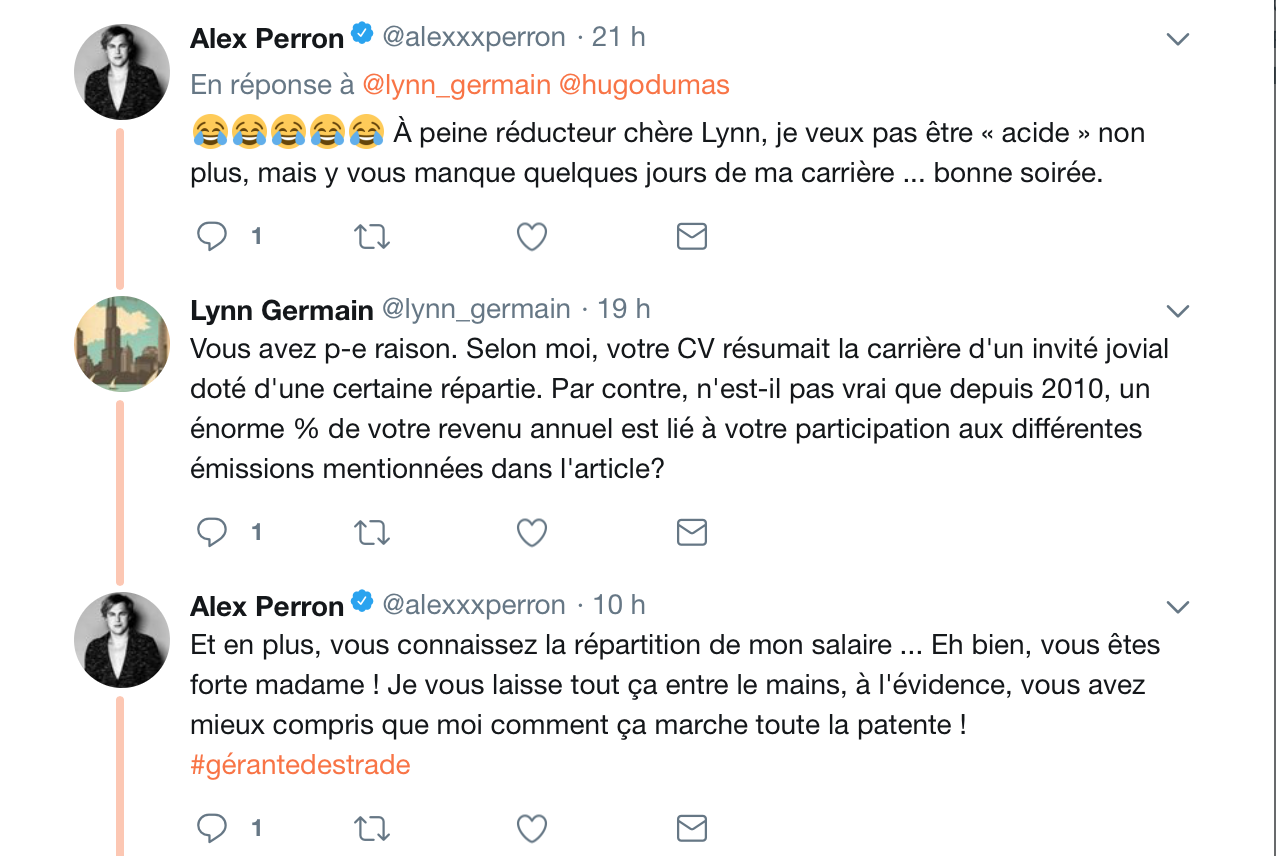 Matante Lynn Germain 1... Alex Perron 0 - La Clique du Plateau
