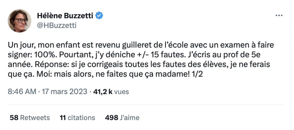 Hélène Buzzetti sur la prof qui corrige les fautes de son enfant! - La ...