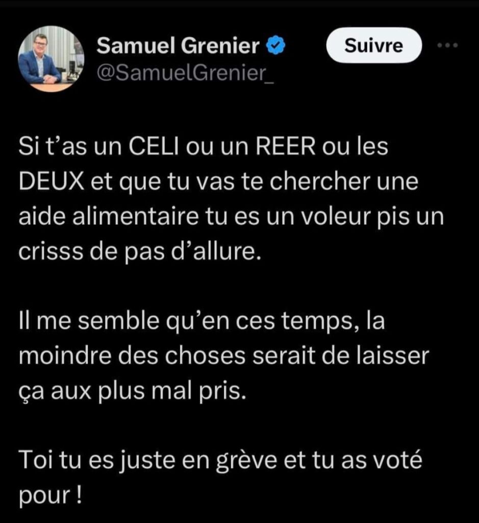 Sam Grenier sur les profs qui vont chercher de l'aide alimentaire! - La ...