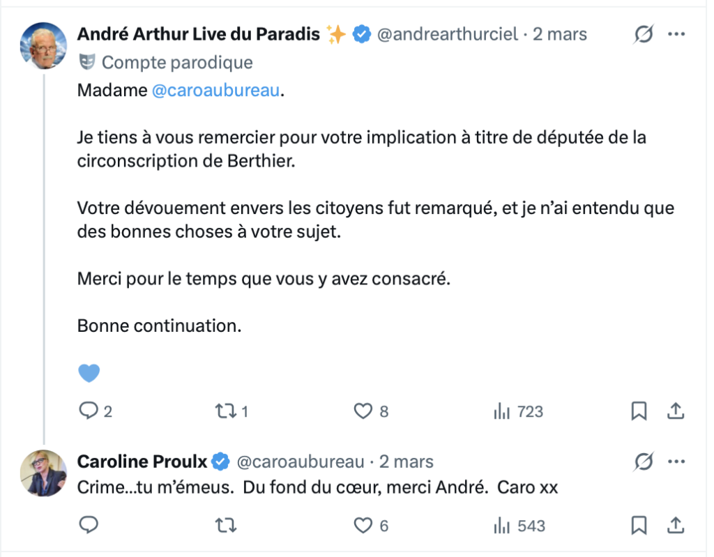 La championne Caroline Proulx qui remercie André Arthur du paradis ...